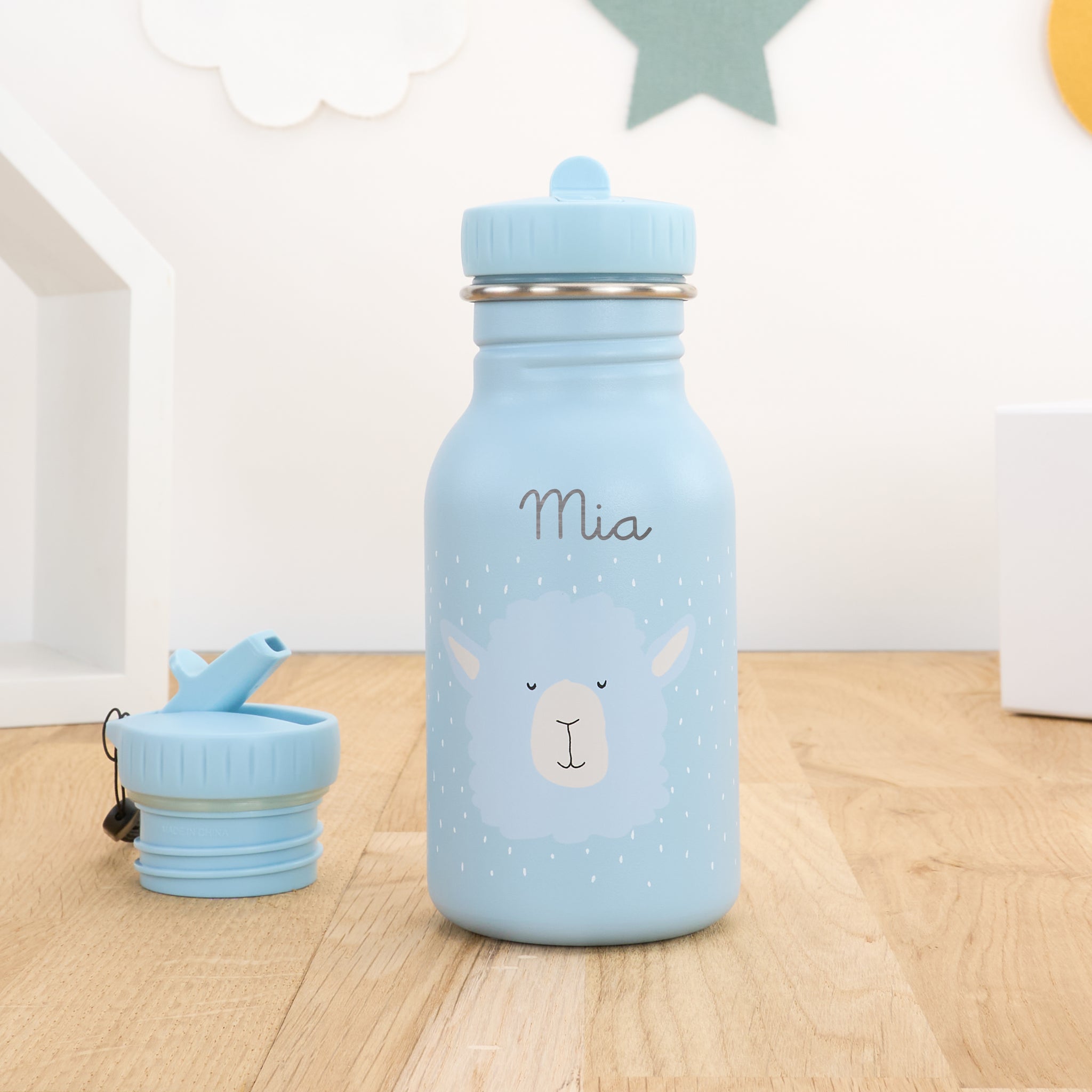Kindertrinkflasche mit Namen 350 ml - Alpaka