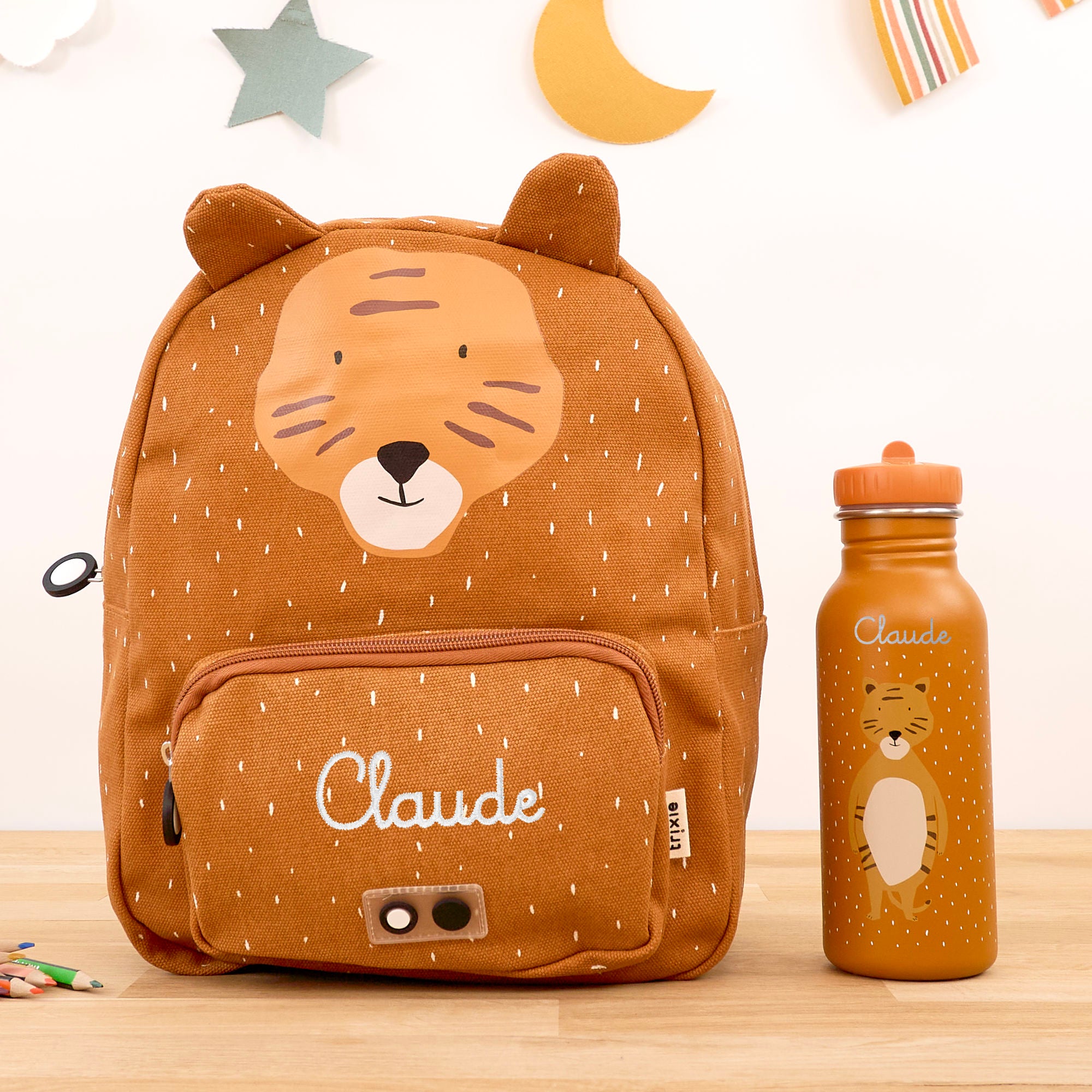 Trixie Kita Kinderrucksack Set mit Namen - Tiger
